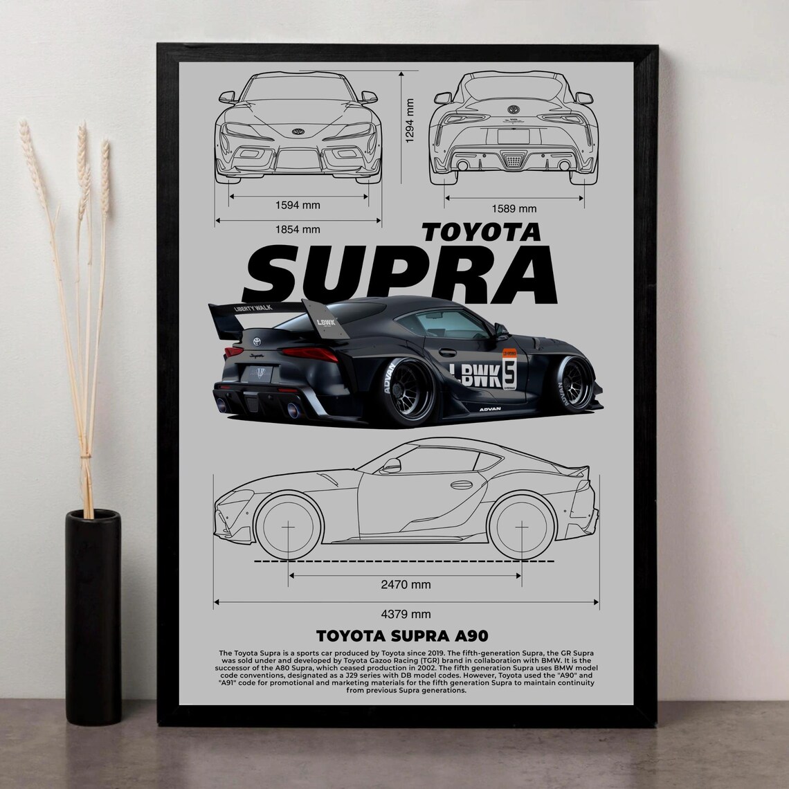 Printable A90 Toyota Supra Poster | Modern JDM Digital Art PDF | Wall ...