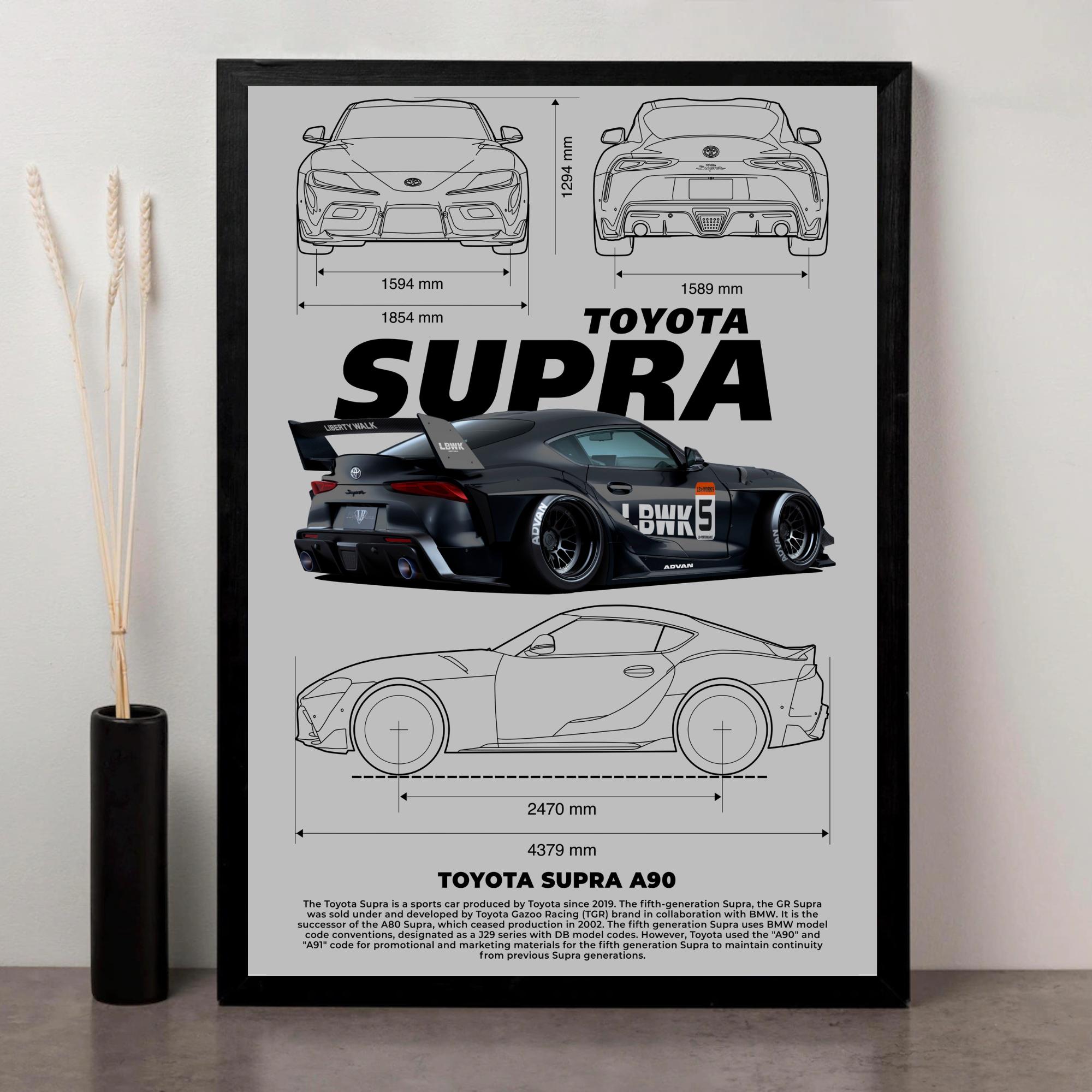 Printable A90 Toyota Supra Poster | Modern JDM Digital Art PDF | Wall ...
