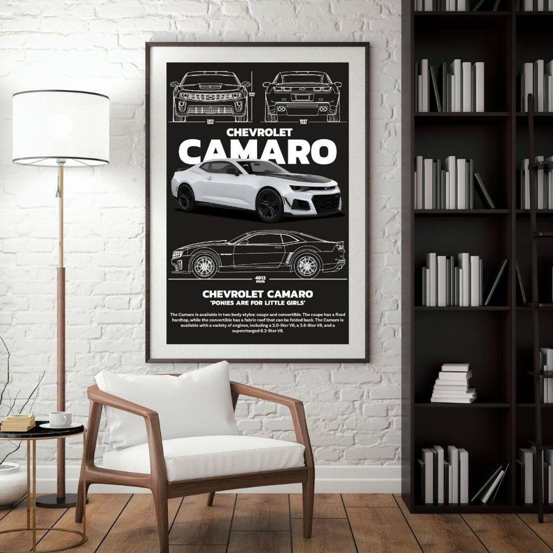 Camaro Wall Art | Printable Chevy Muscle Car Poster PDF | Bold Digital ...