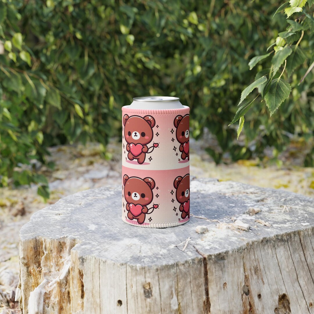 Kawaii Bear Stubby Cooler, Anime Valentines Can Sleeve, Coffee Coozie ...