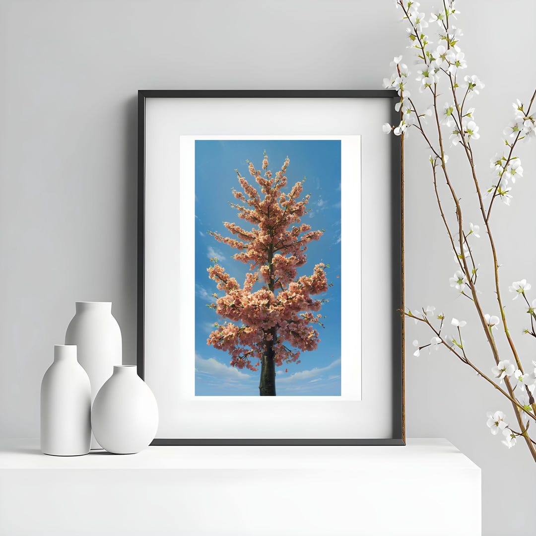 Blossoming Cherry Tree Poster, Spring Decor, Nature Wall Art, Floral ...