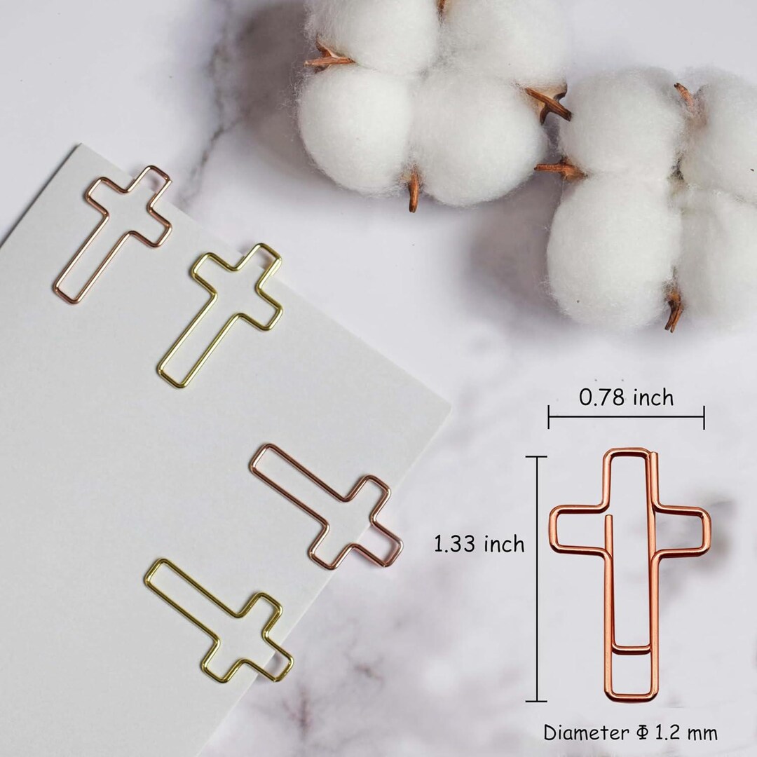 Christian Page Clips Set, 40 Pack Cross Paper Clips With Ribbons Set ...