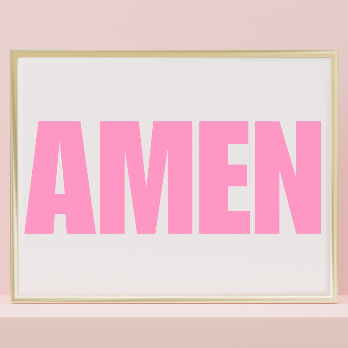 AMEN Christian Wall Decor Printable Art Pink Digital Art - Etsy