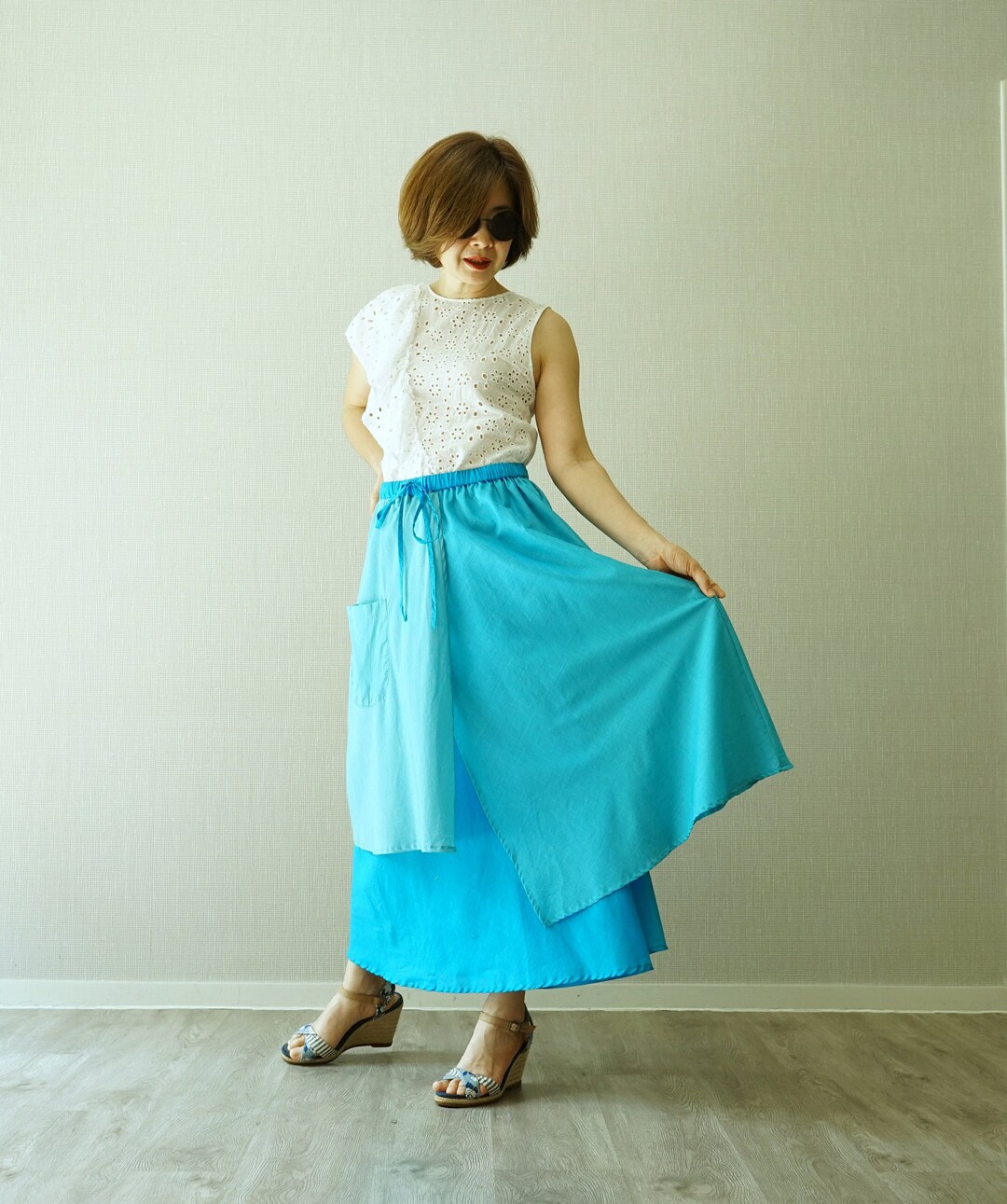 3 Layer Skirt...boho Colorful Triple Layer Blue Light Cotton Lawn Skirt ...