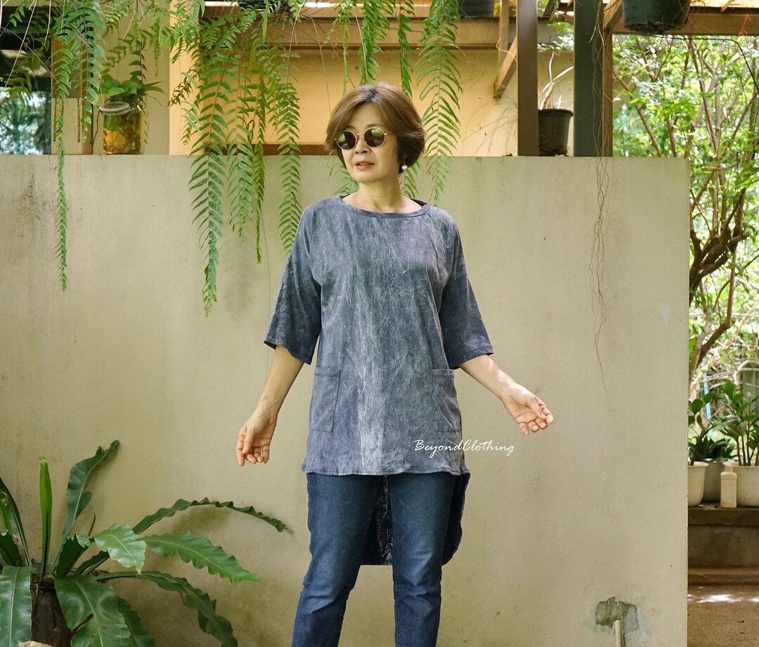 Chic Modern Short Front Long Back Stonewashed Cotton Women Lagenlook ...