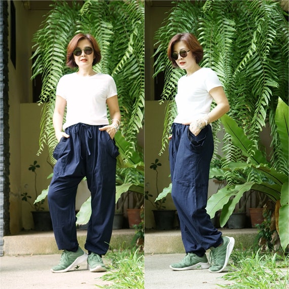 Dark Navy Blue Sweatpants Dark Navy Blue Jogger Pants Boho | Etsy