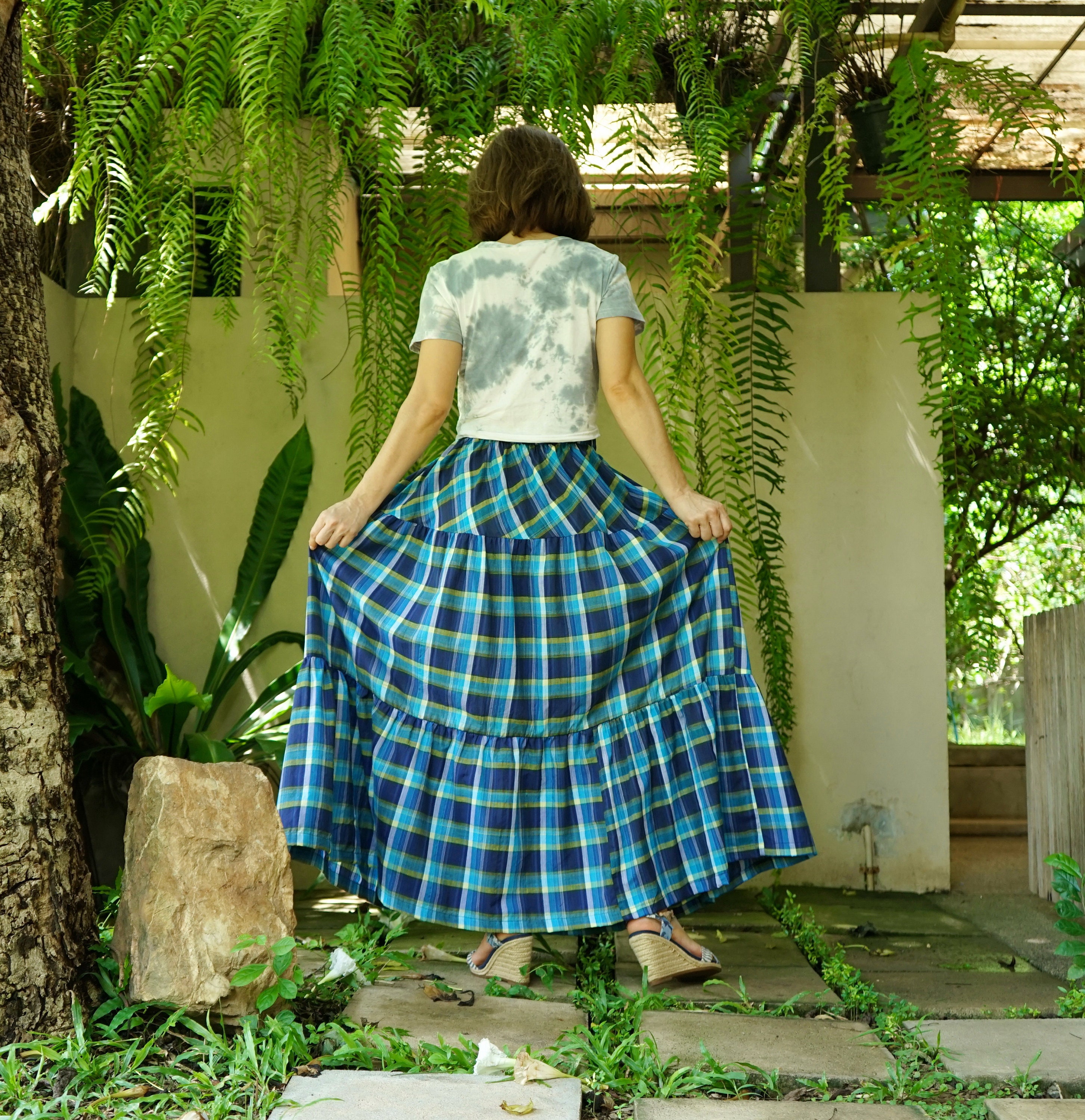 Boho Tiered Plaid Maxi Skirt Bohemian Hippie Peasant Plaid - Etsy UK