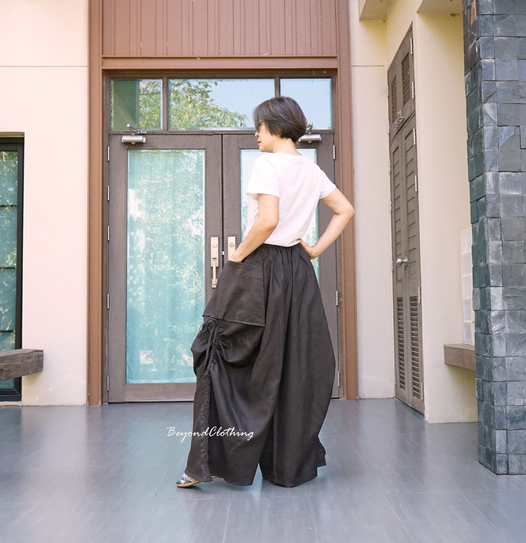 Love Me..love Me Not - Dark Chocolate Linen Wide Leg Boho Steampunk ...