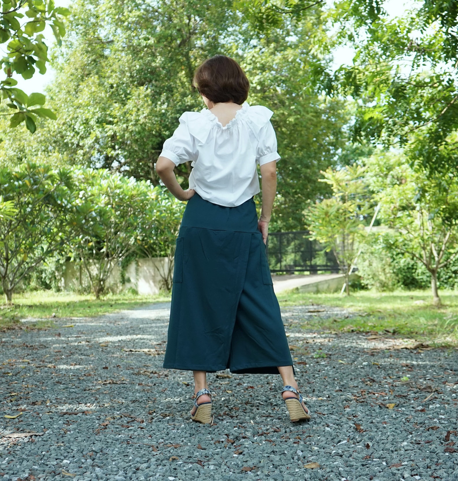 Pants With Attached Skirt Chic Dark Teal Green Pants With - Etsy