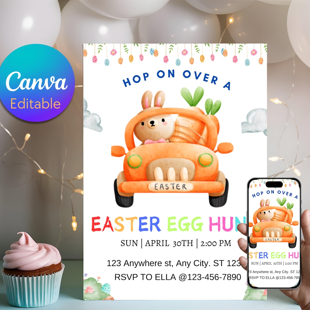 Easter Egg Hunt Invitation Template | Easter Party Invite Template ...