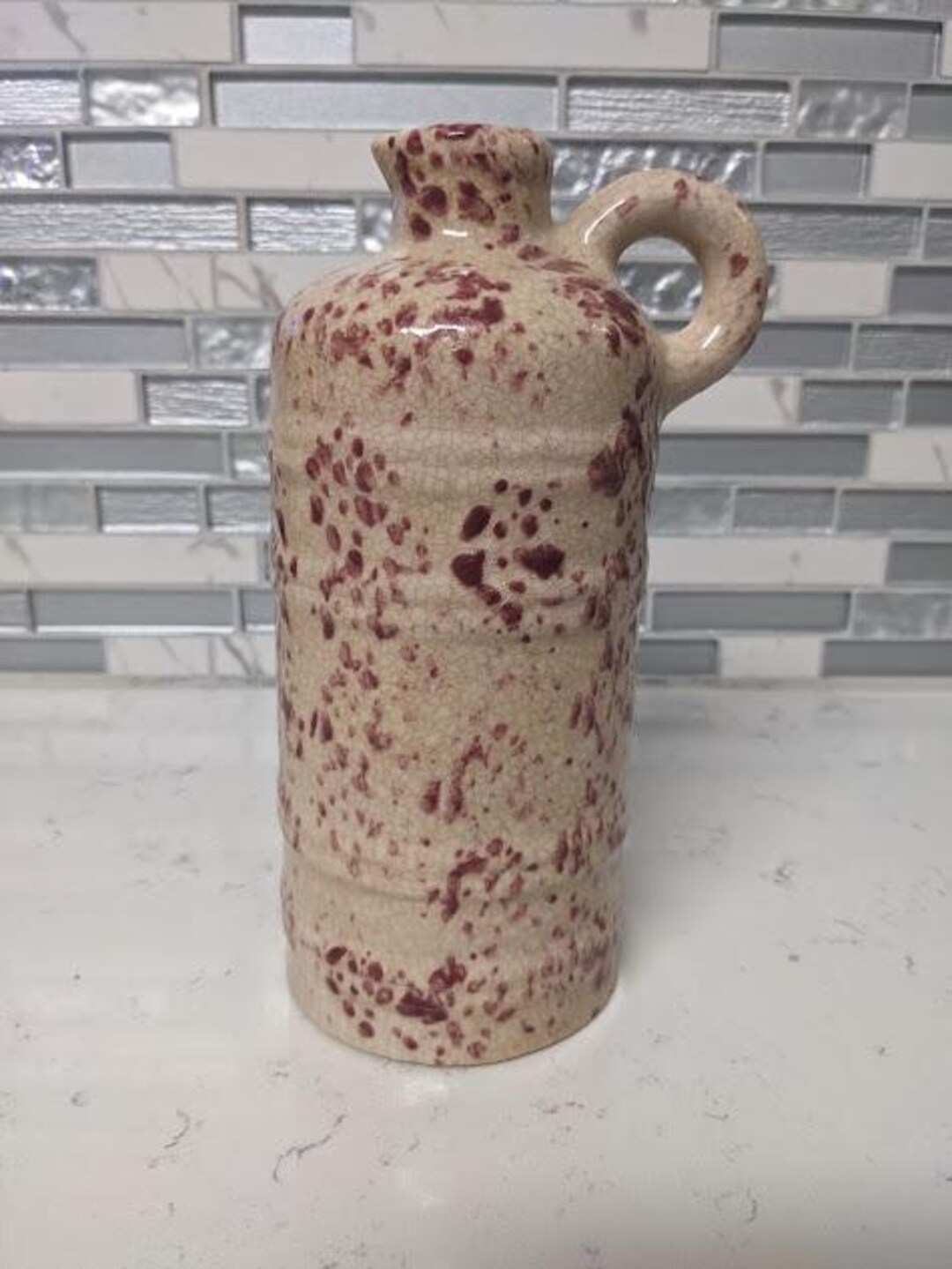 Mohawk Spongeware Red and White Liqueur Jug Red and White Speckled ...