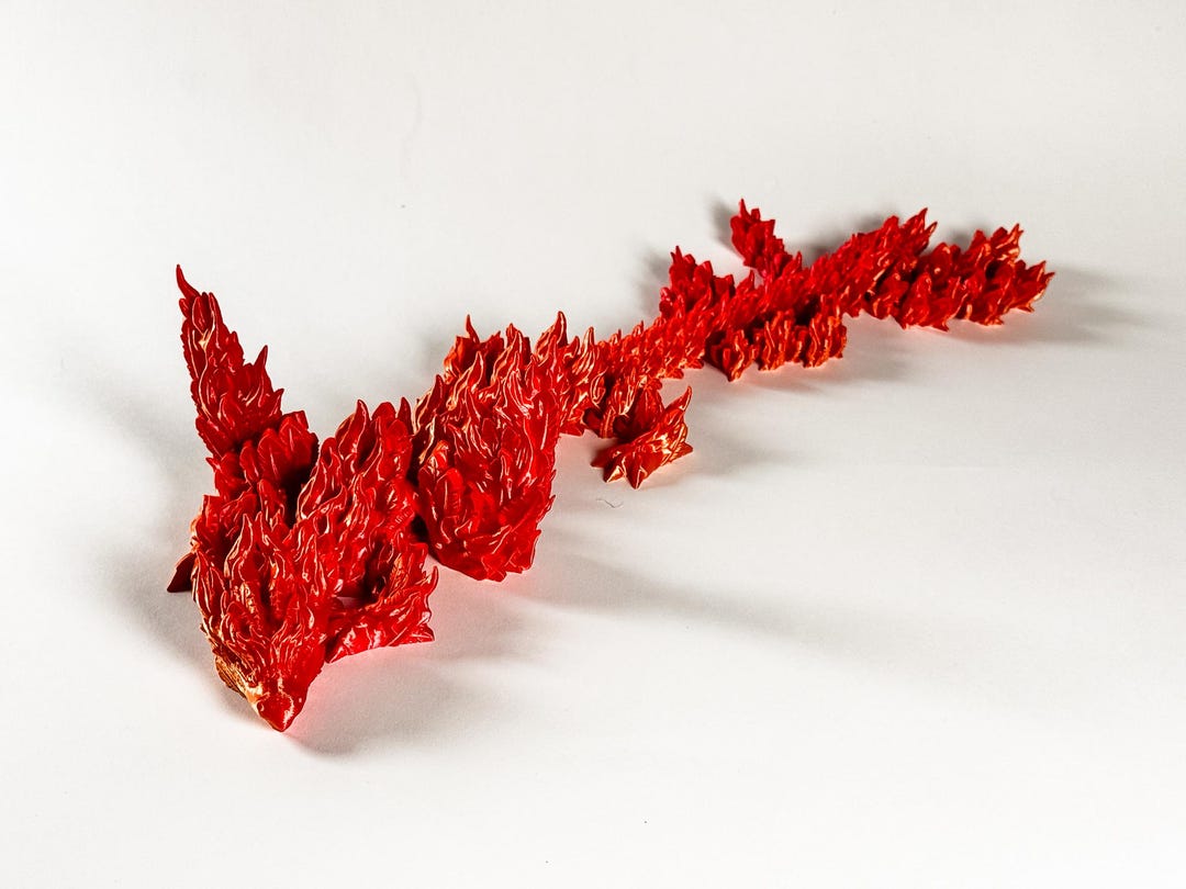 3D Printed Articulated Phoenix Winged Dragon – 11” Poseable Fantasy ...