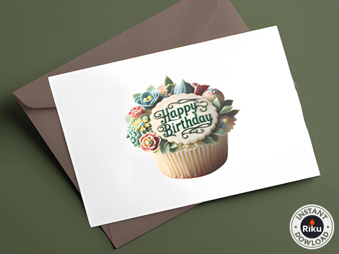 Printable Cupcake Birthday Card – Instant PDF Ready - Etsy