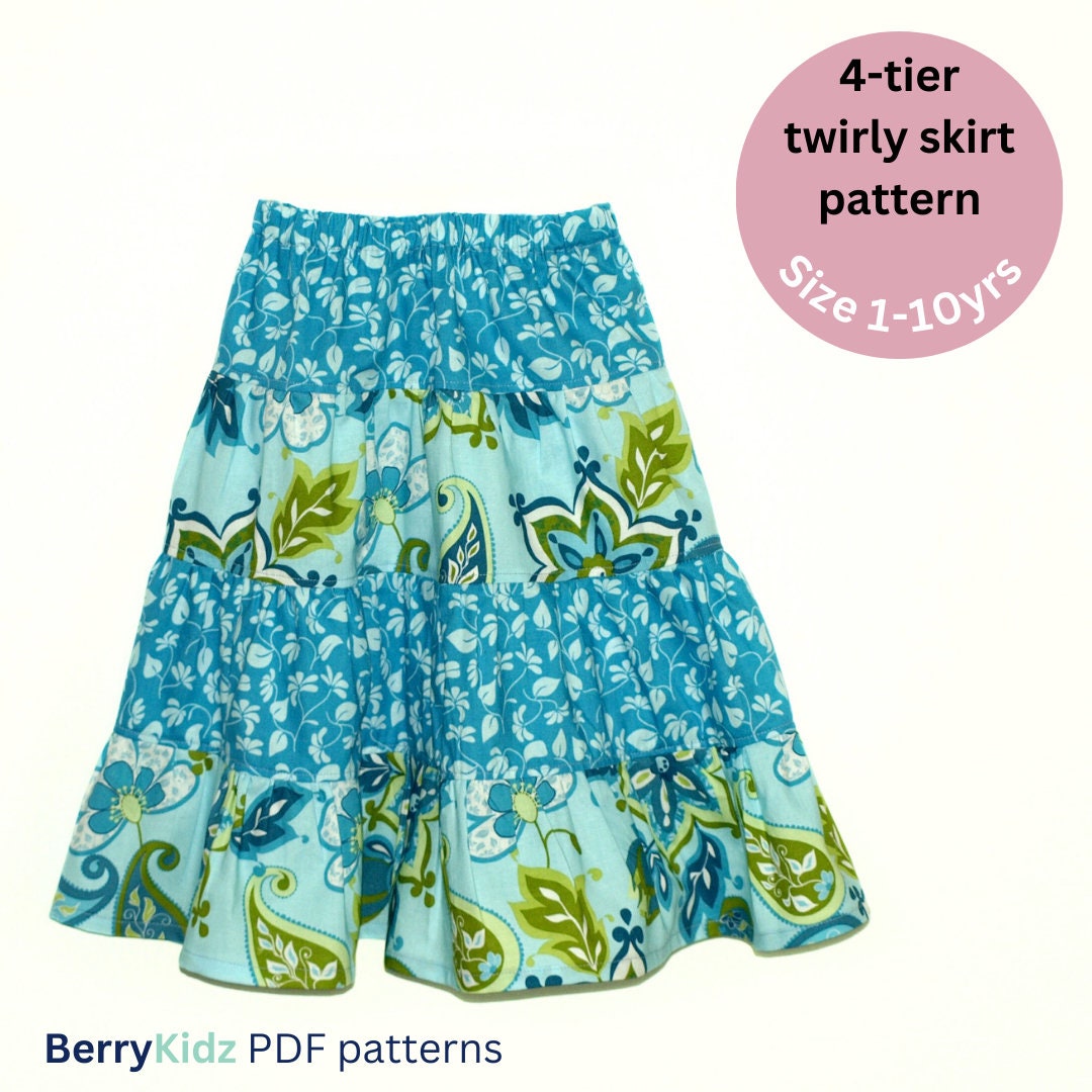 Twirl Skirt Pattern: Easy 4-tier Design, Sizes 1-10 (PDF Pattern ...