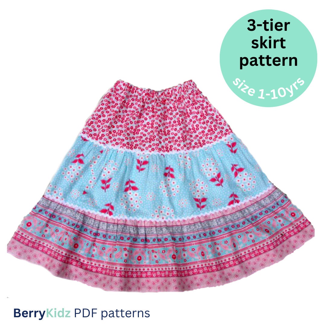 Beginner 3 Tier Skirt Sewing Pattern, Girls Sizes 1-10 (PDF Pattern) - Etsy