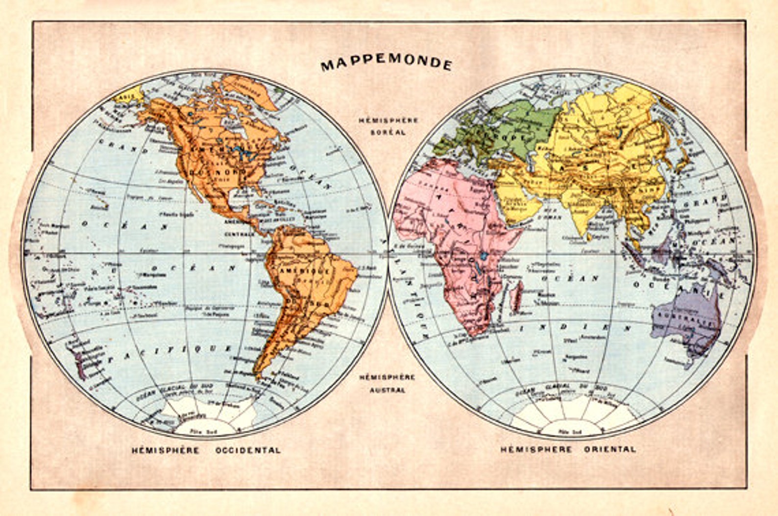 World Map 1907 Dictionary Plate Digital Image Instant Download ...