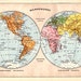 World Map 1907 Dictionary Plate Digital Image Instant Download ...