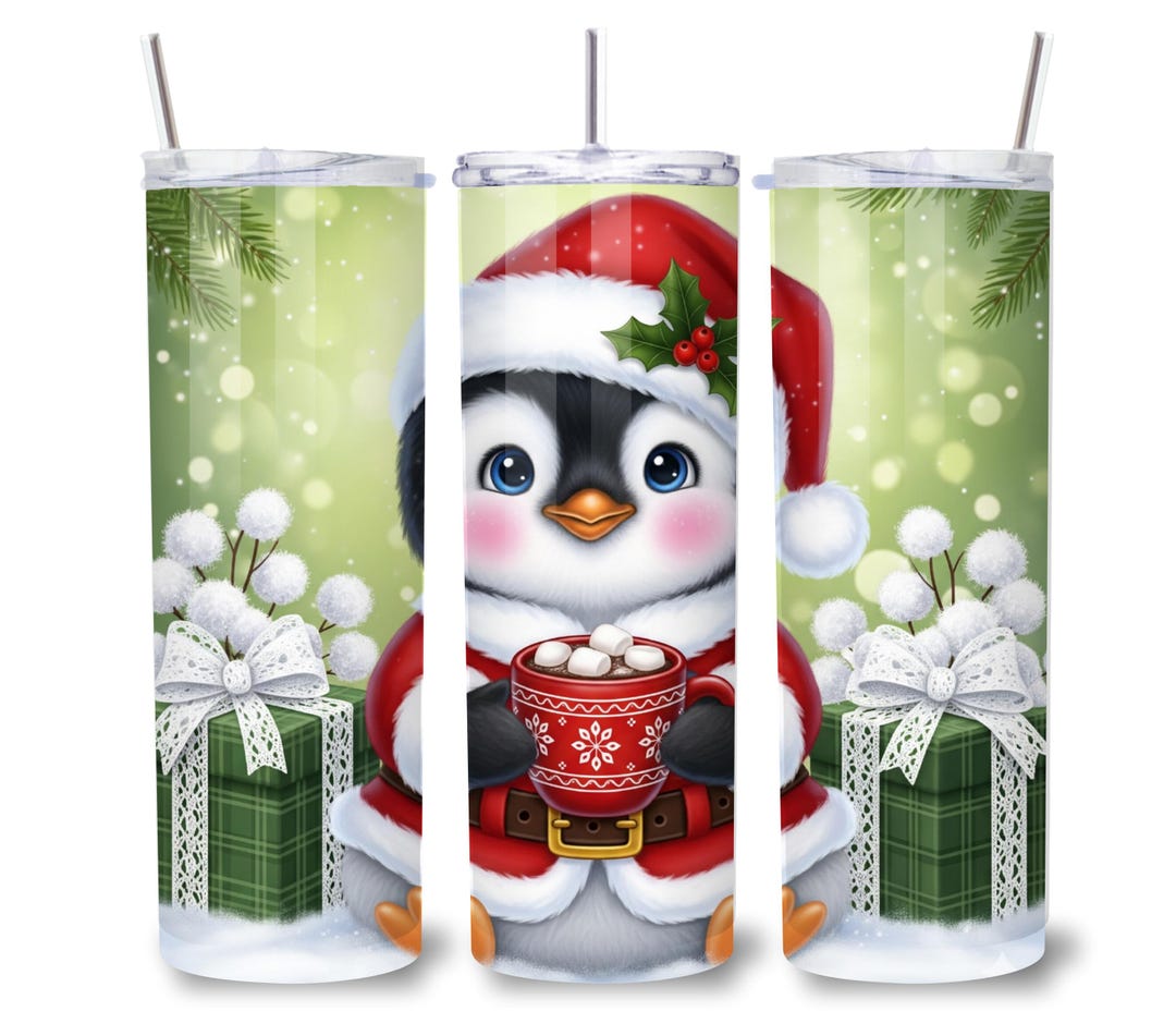 Santa Penguin 20oz Tumbler Sublimation Print-ready to Press Transfer ...