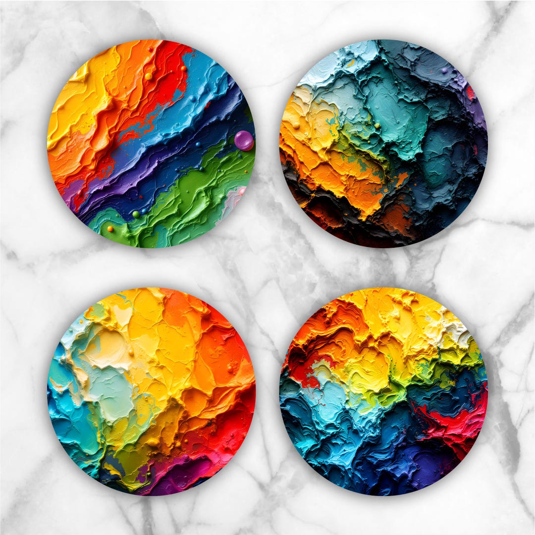 4" Textured Paint Round Coaster Sublimation Transfer Sheet: 4 per Sheet ...