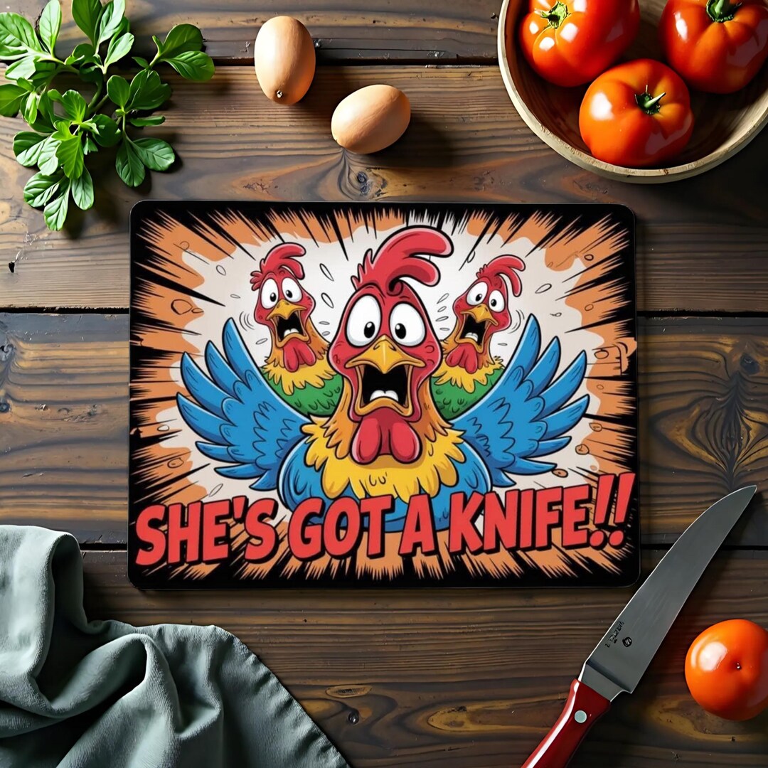 Scared Chickens Sublimation Transfer Sheet Cutting Board - Ready to ...