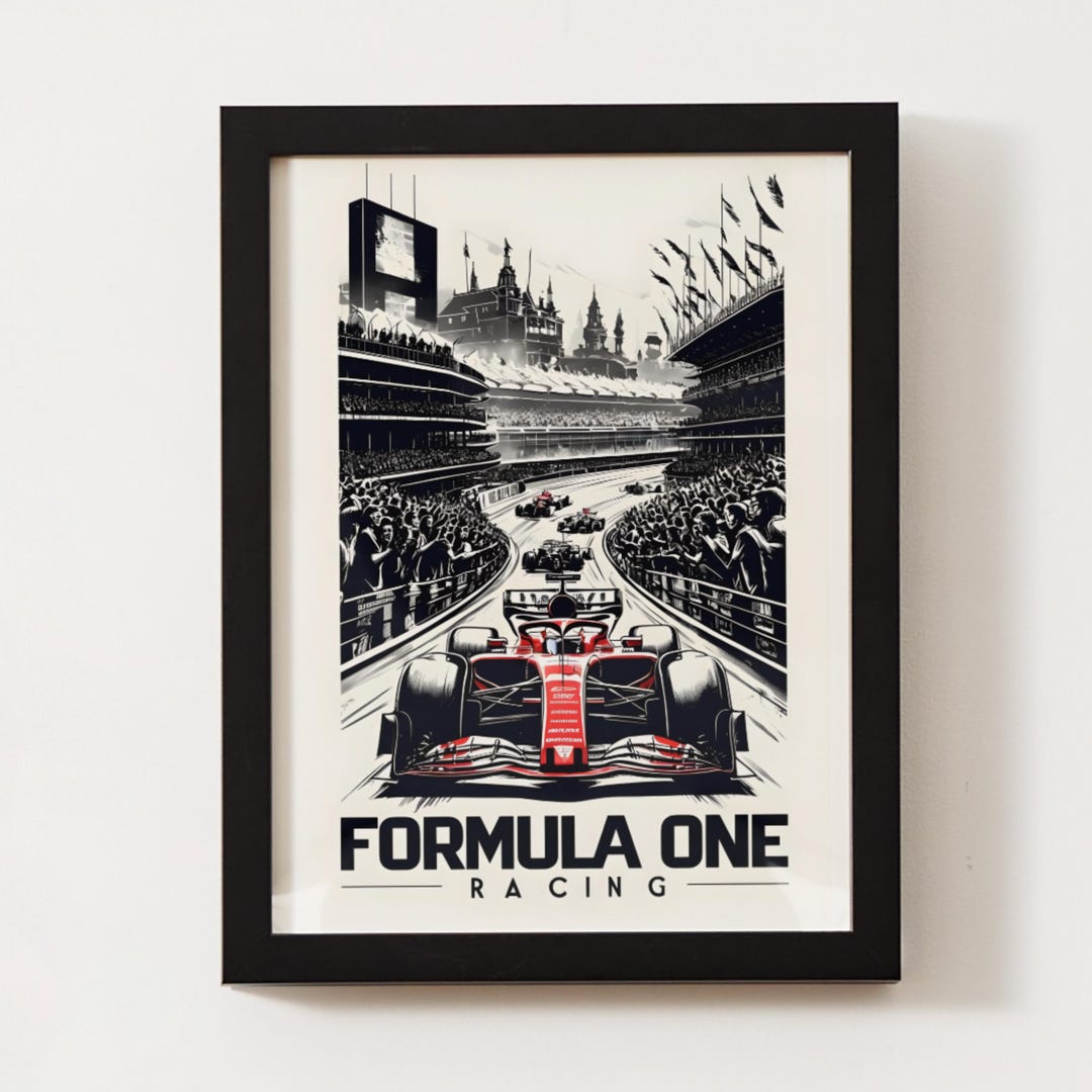Formula 1 Racing Poster, Ferrarri Poster, Man Cave Wall Art, Game Room ...