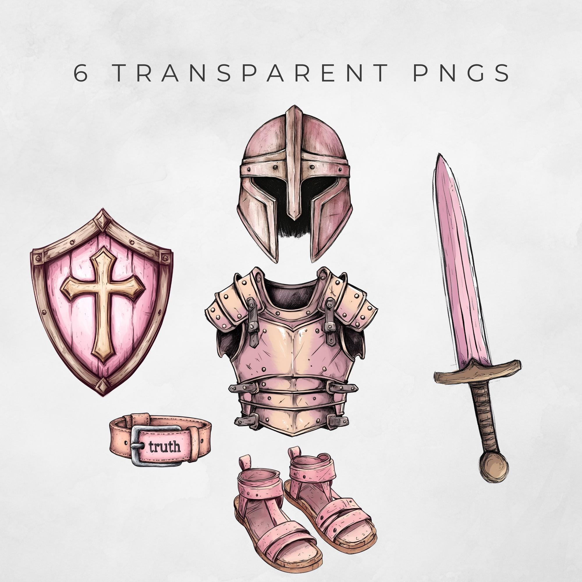 Armor of God Clip Art | Ephesians 6 | Christian PNG for Kids | for ...