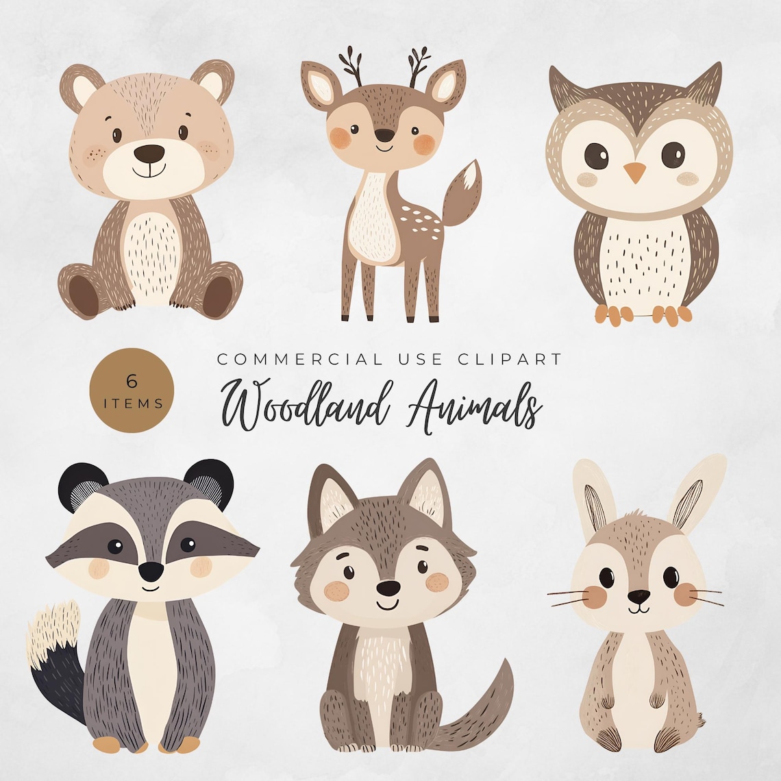 Boho Forest Animals | Cute Woodland Baby Animals | Digital Nursery ...