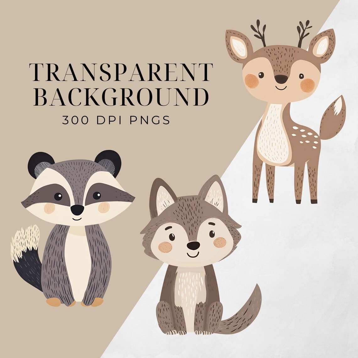 Boho Forest Animals | Cute Woodland Baby Animals | Digital Nursery ...