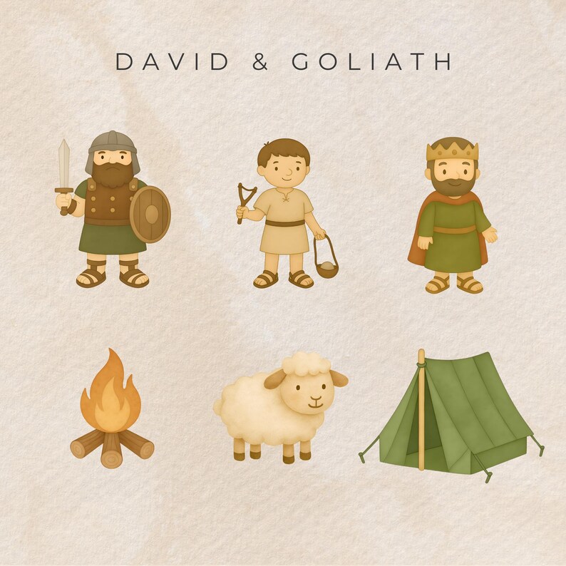 David and Goliath Clipart | for Preschool Activities | for Commercial ...