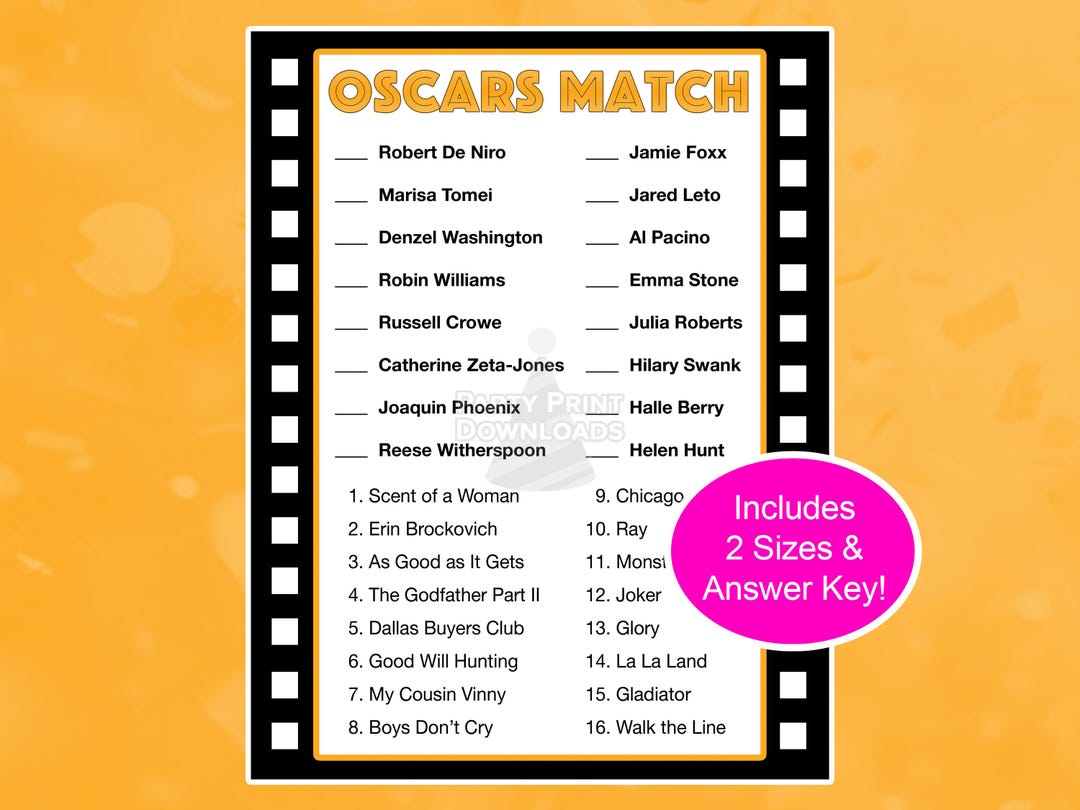 Oscar Trivia Movie Match Game: Academy Awards Watch Party (digital ...