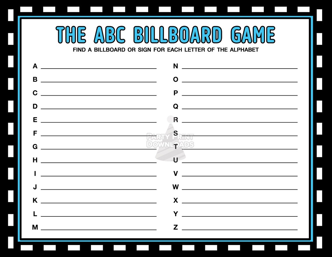Road Trip ABC Game: Printable Billboard Alphabet - Family Car Ride ...