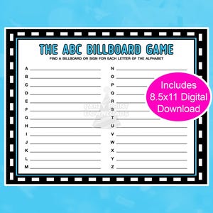 Road Trip ABC Game: Printable Billboard Alphabet - Family Car Ride ...