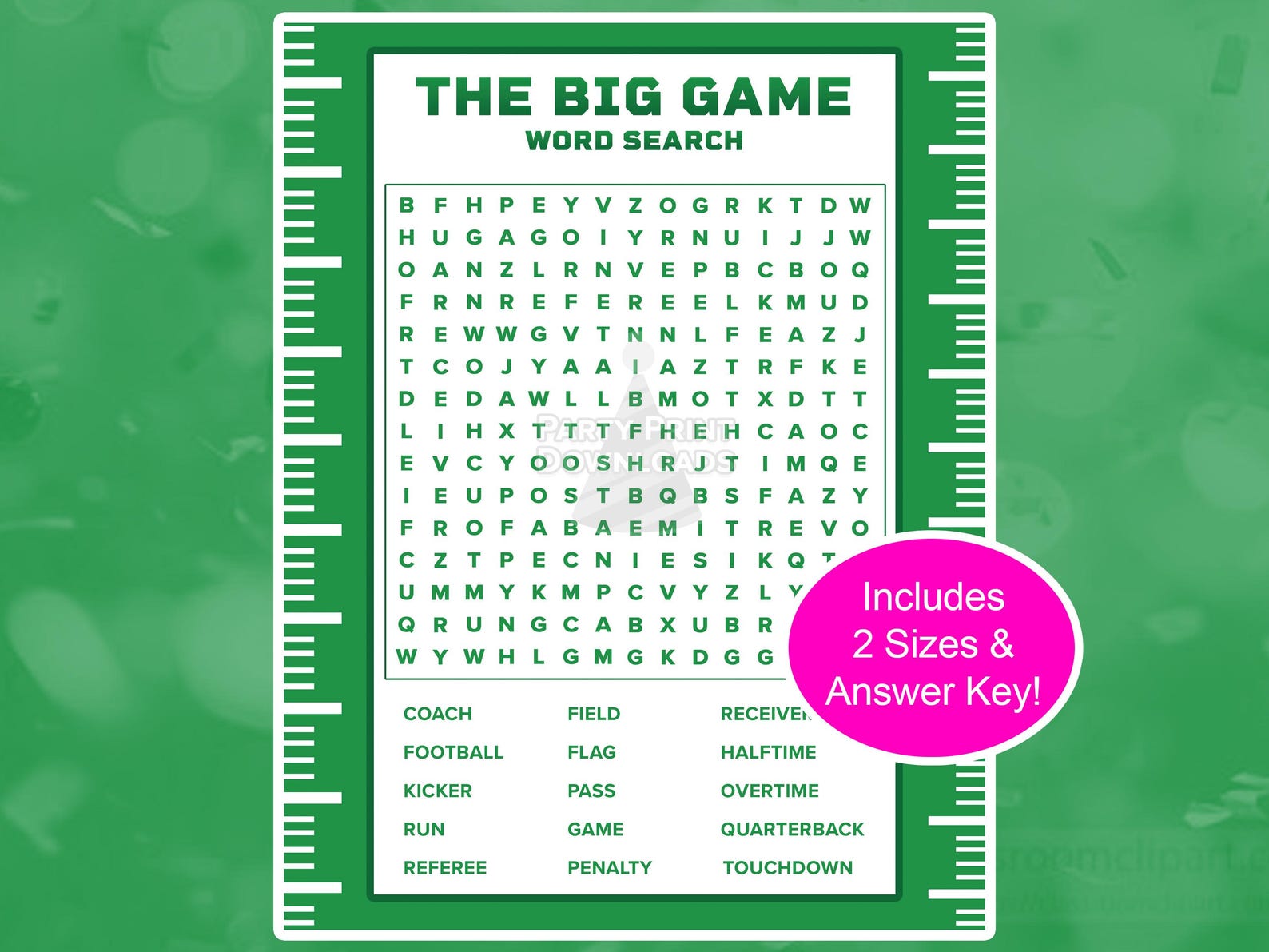 Super Bowl Watch Party Big Game Football Word Search Instant Printable ...