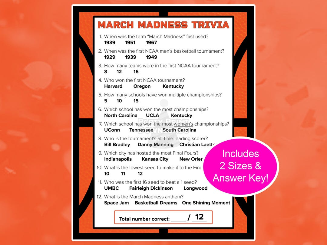 March Madness Trivia Game: NCAA Basketball Watch Party (digital ...