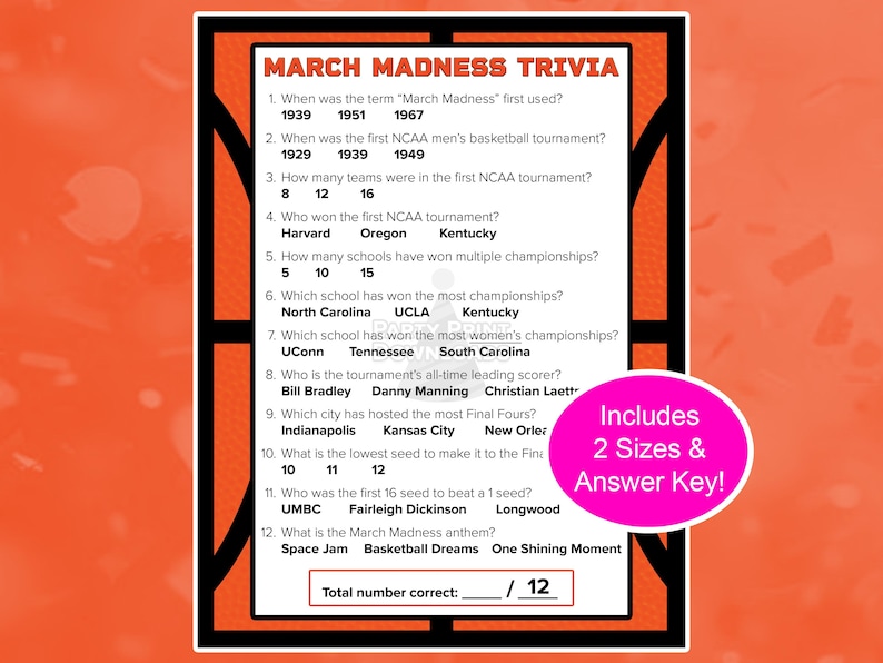 March Madness Trivia Game: NCAA Basketball Watch Party (digital ...