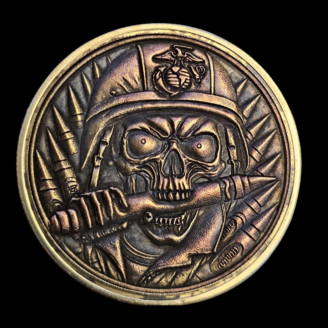 Marine Corps Skull 3D Coin Laser Engraving: Grayscale Depth Map ...