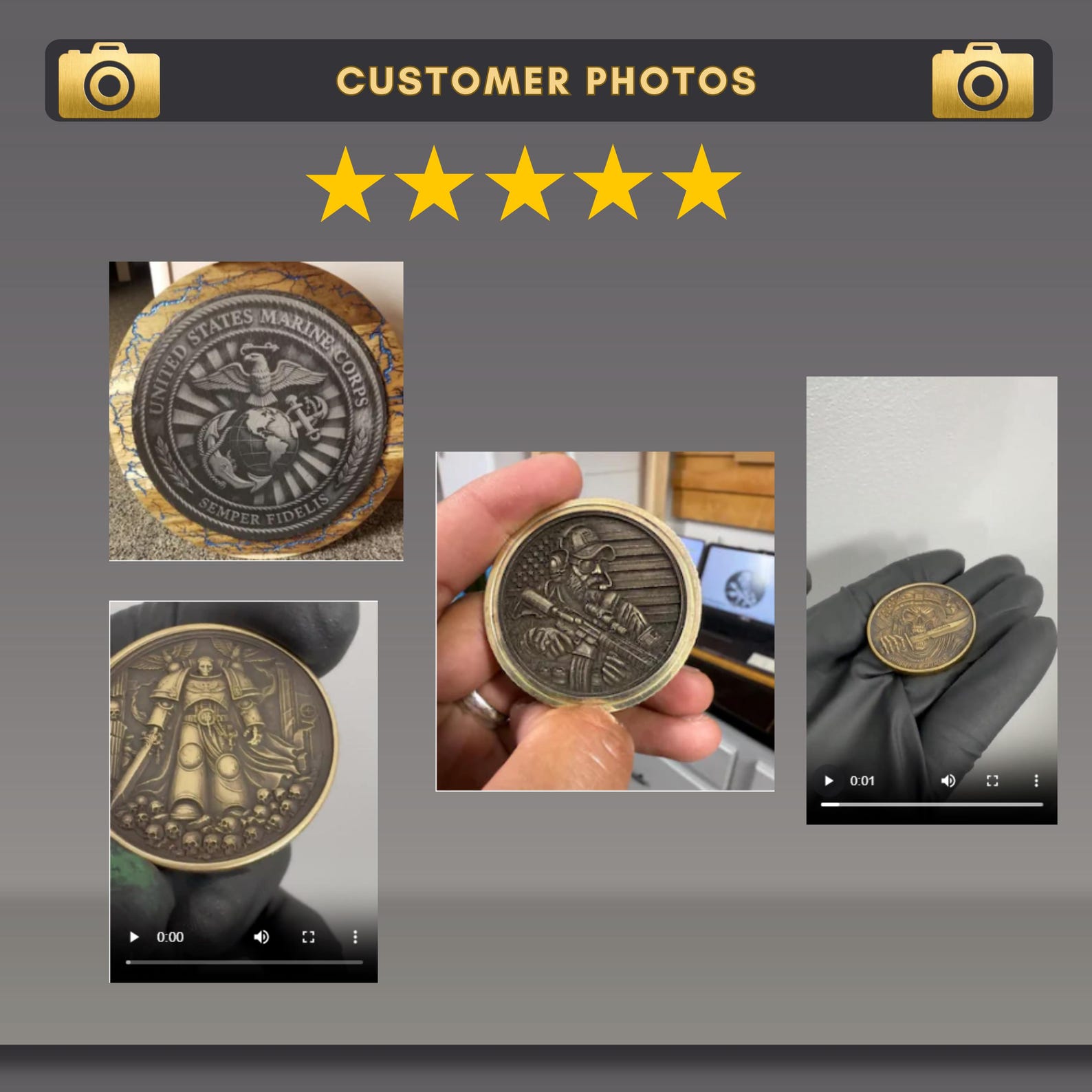 Marine Corps Skull 3D Coin Laser Engraving: Grayscale Depth Map ...