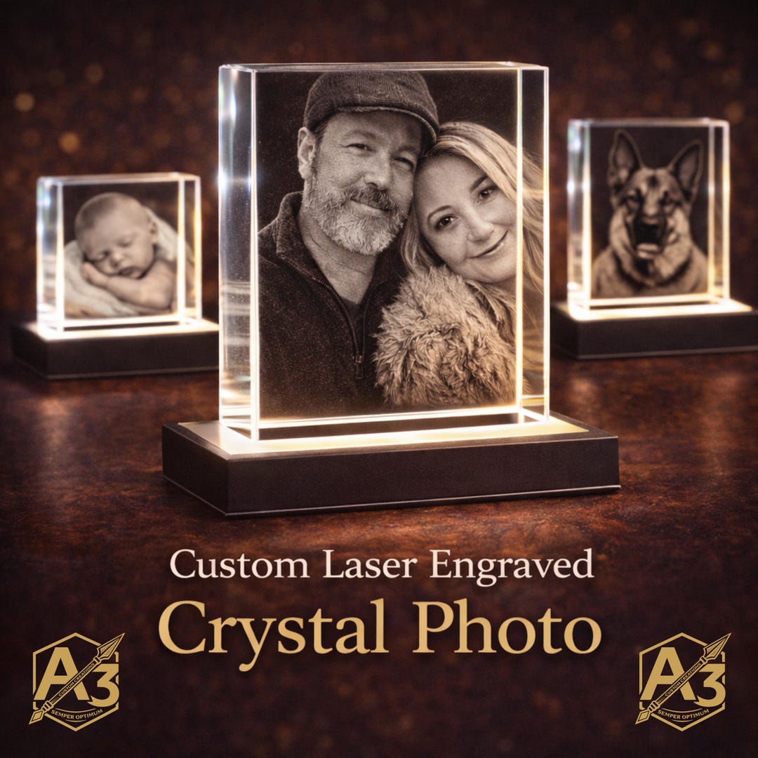 Custom K9 Crystal Photo Engraving | Laser Etched Keepsake With LED Base ...