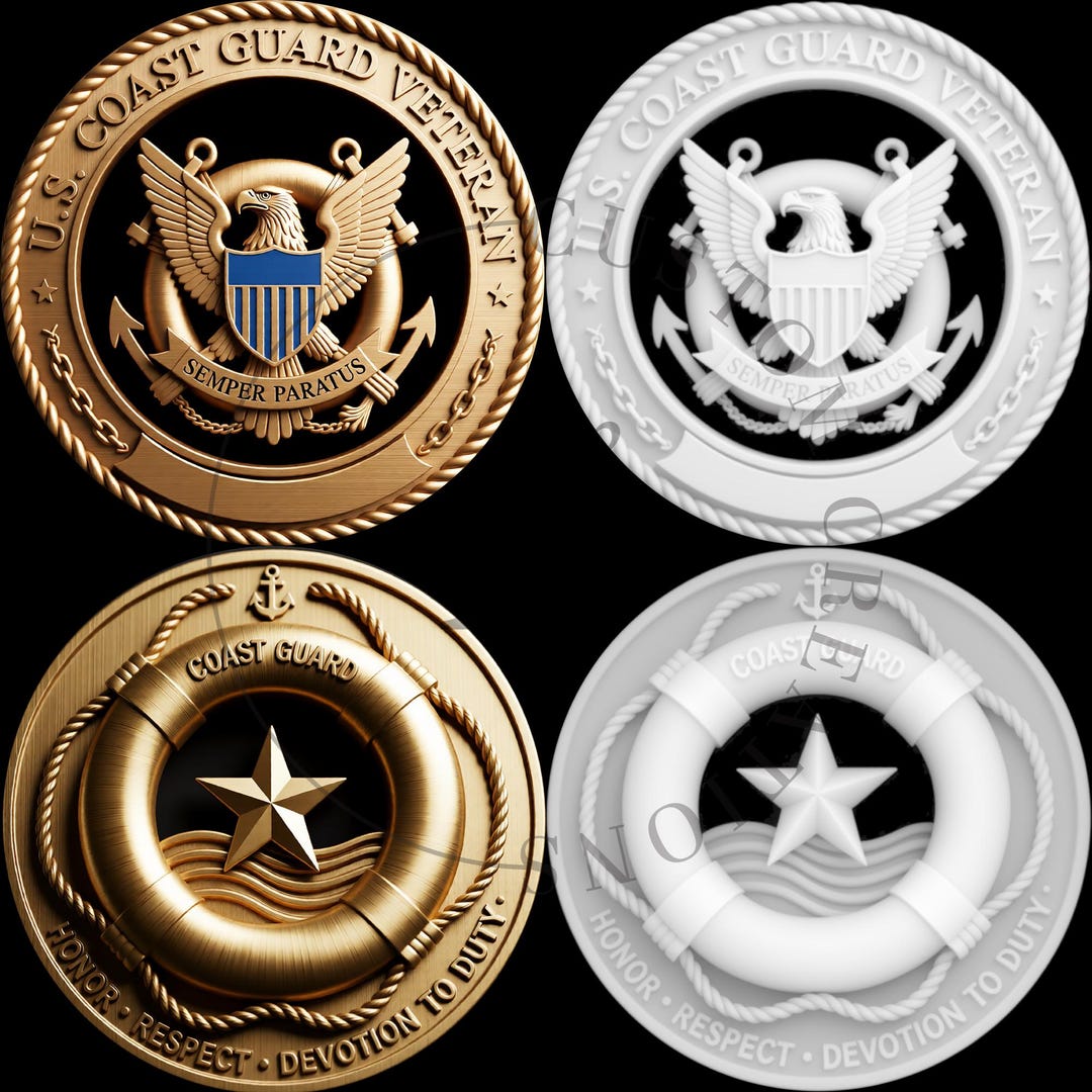 Digital Depth Map Challenge Coin U.S. Coast Guard Veteran Semper ...