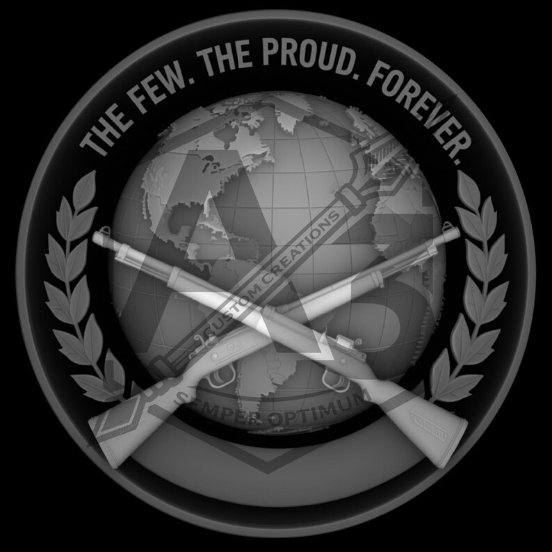 USMC Veteran Challenge Coin Depth Map | Laser Engraving STL Files - Etsy