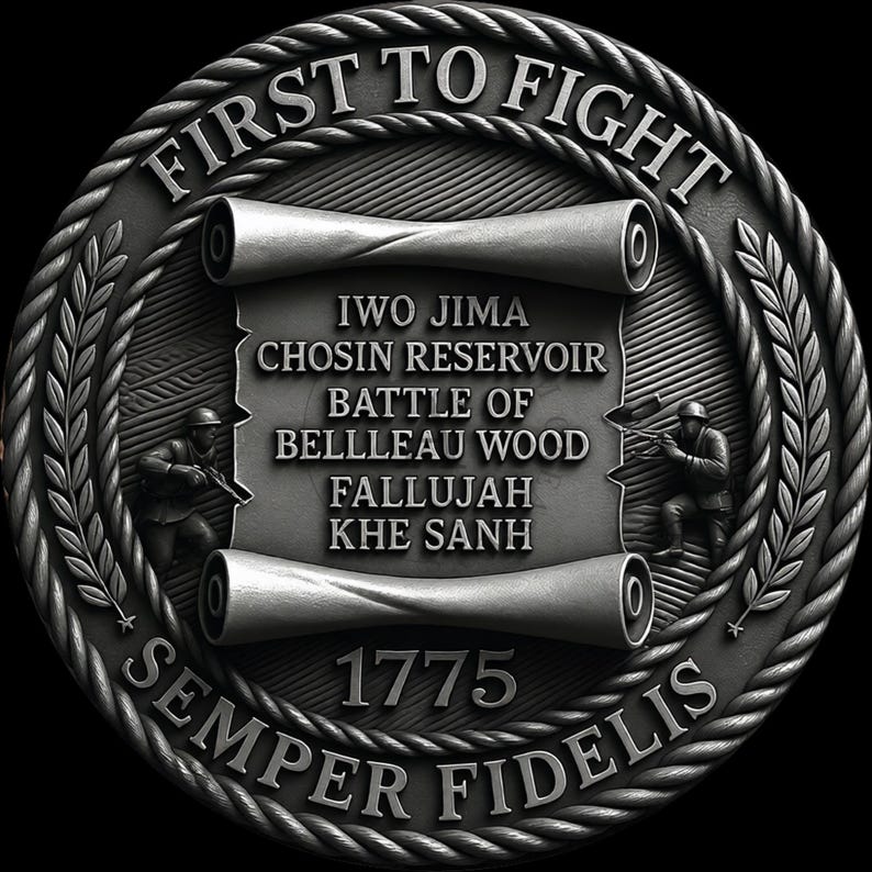 US Marine Corps Challenge Coin Depth Map: Laser Engraving STL (digital ...
