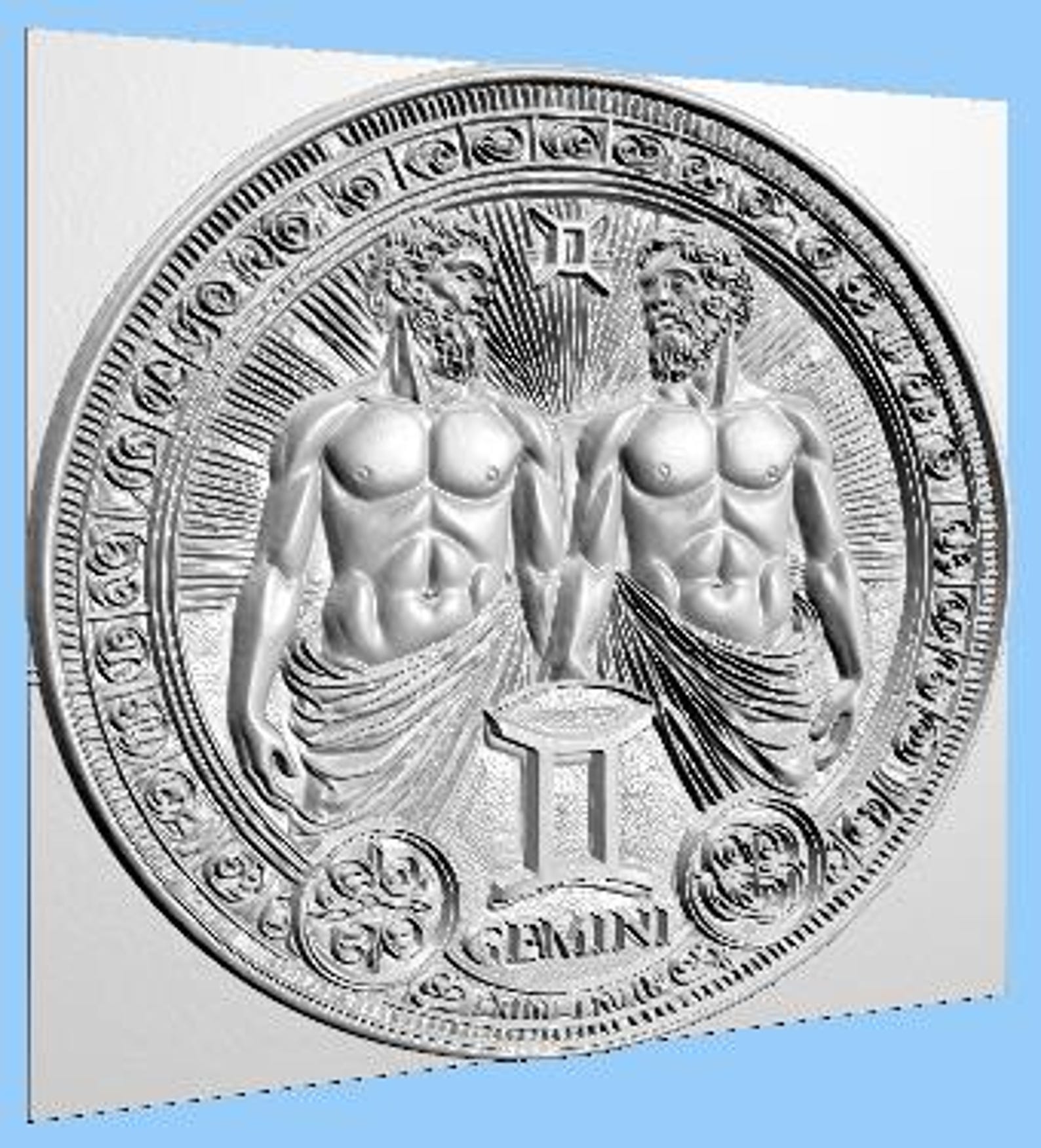 Gemini Grayscale Depth Map for 3D Engraving | Challenge Coin Design ...