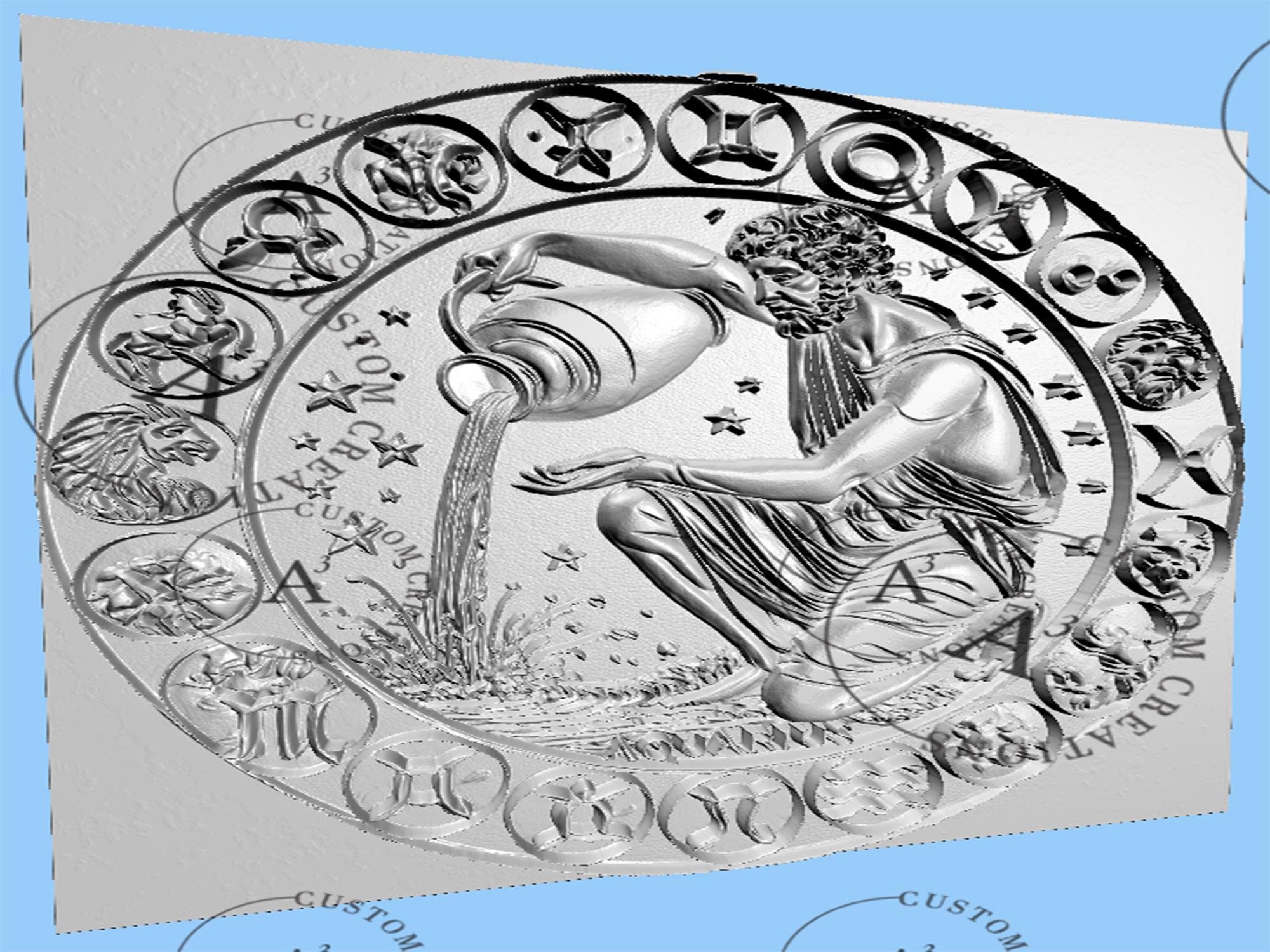 Detailed Grayscale Depth Map of Aquarius for 3D Engraving | Challenge ...