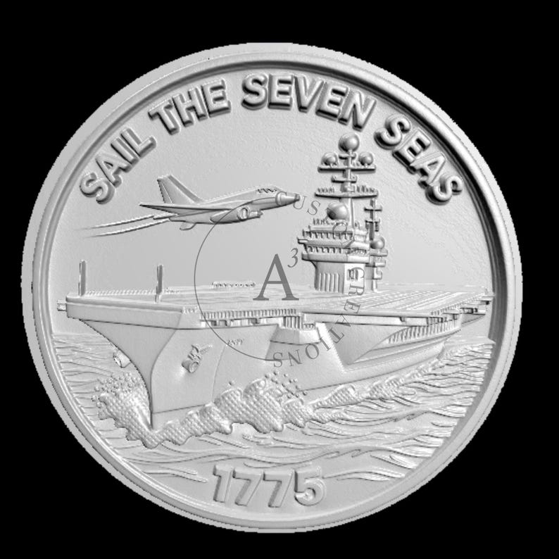 U.S. Navy Challenge Coin Depth Map: Laser Engraving STL (digital ...