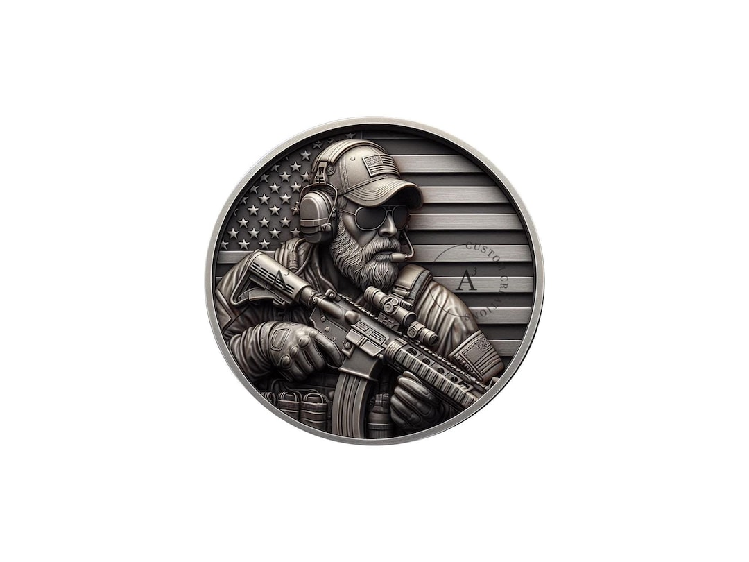 Detailed Grayscale Depth Map of a an Old Warrior With Rifle, Flag for ...