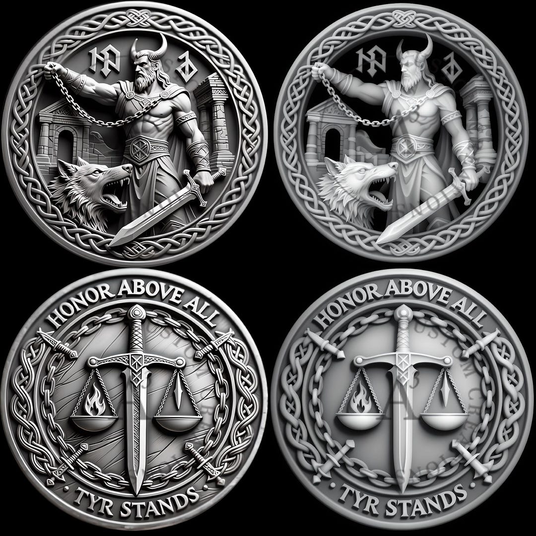 Tyr Challenge Coin 3D Model: Norse God of Justice STL File (digital ...