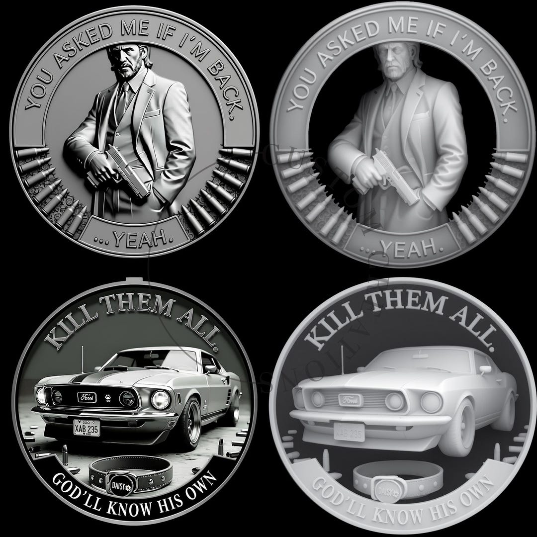 Baba Yaga Challenge Coin Depth Map: CNC, 3D Print STL (digital Download ...