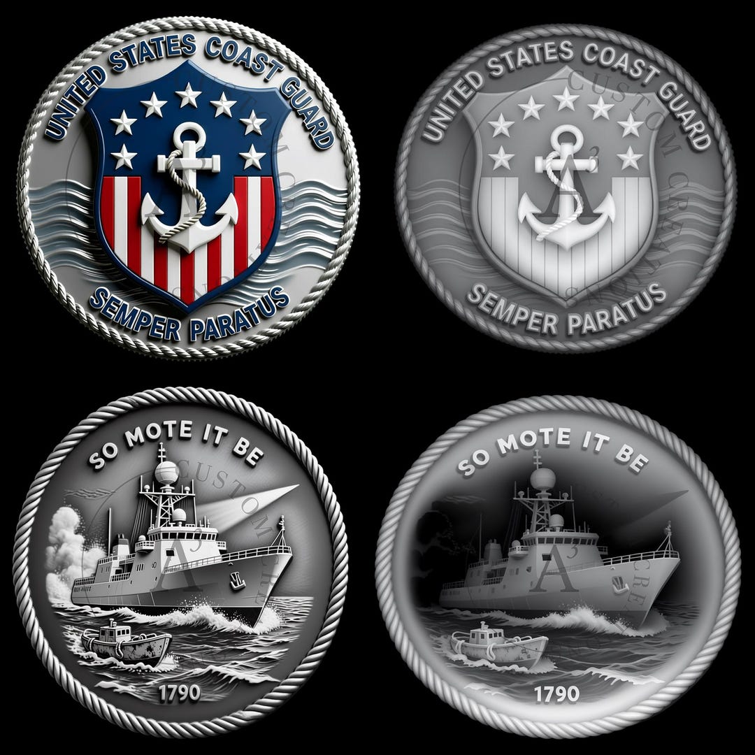 U.S. Coast Guard Challenge Coin Depth Map Digital Download | "always ...