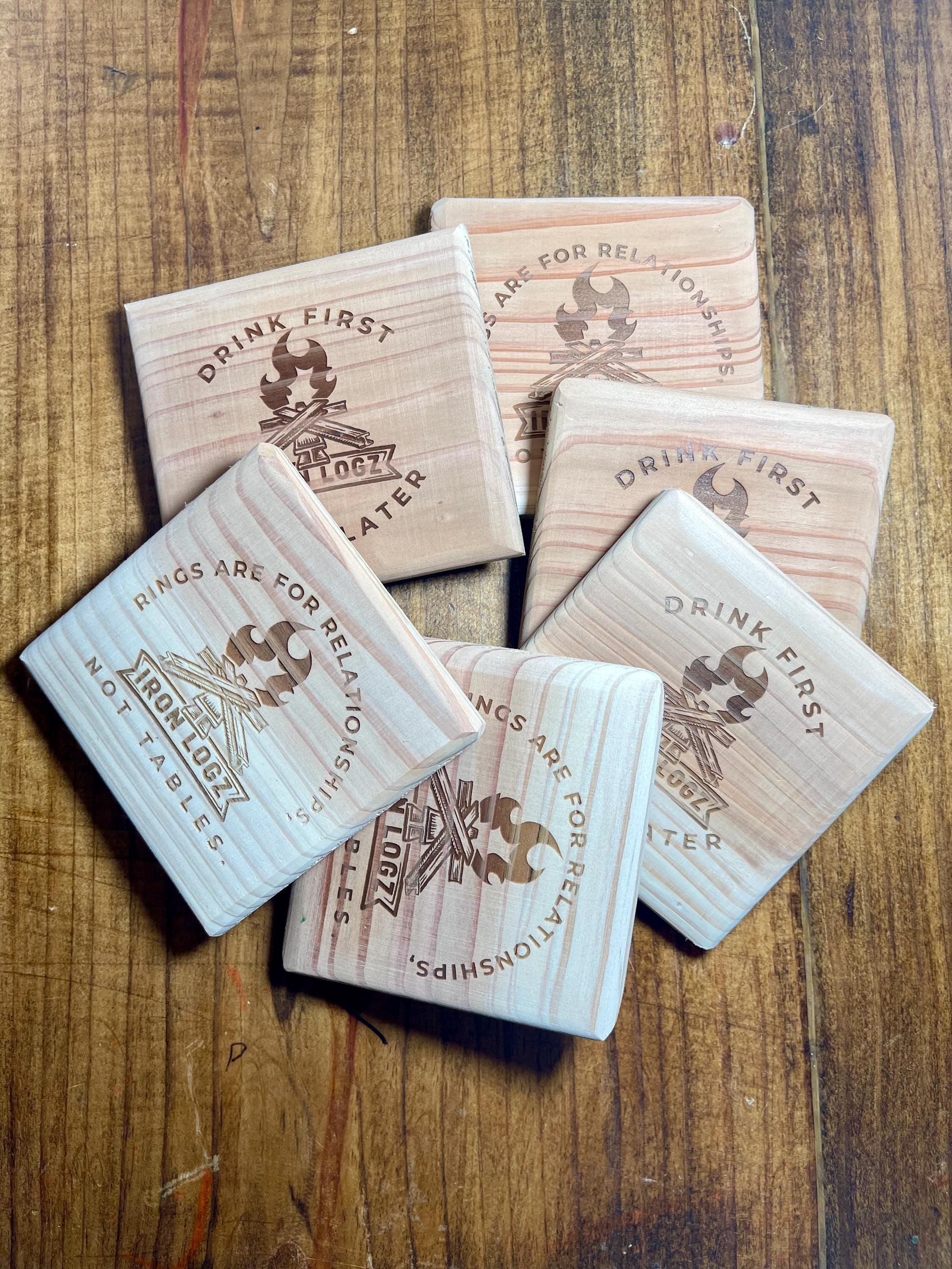 Iron Logz Laser Engraved Wooden Coaster | Custom Wood Coaster | Adult ...