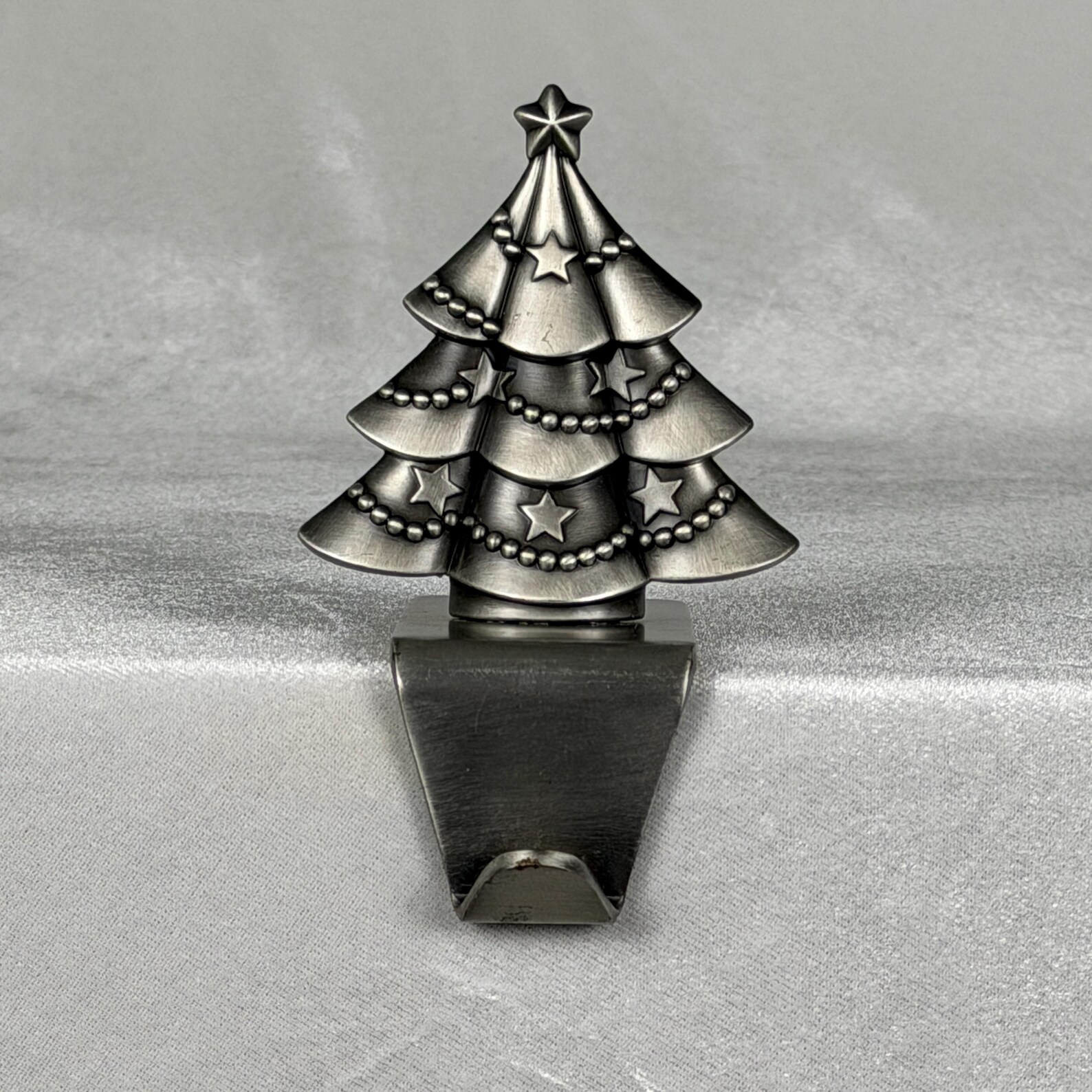 Vintage Cast Metal Christmas Stocking Holder With Pewter-style Tree ...